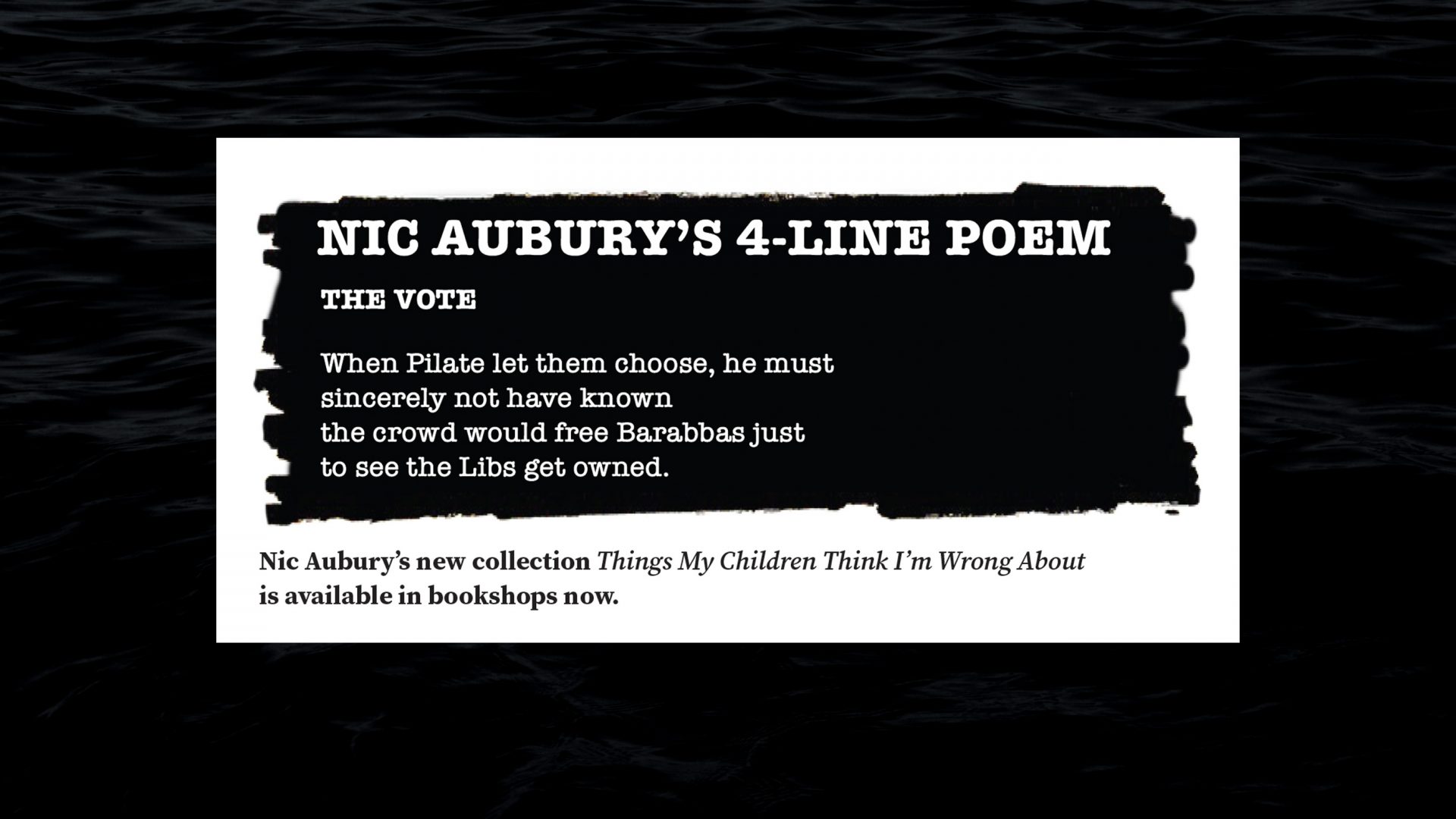 Nic Aubury's 4-line poem: The vote - The New World