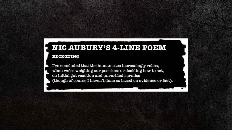 Nic Aubury's 4-line poem: Reckoning - The New World