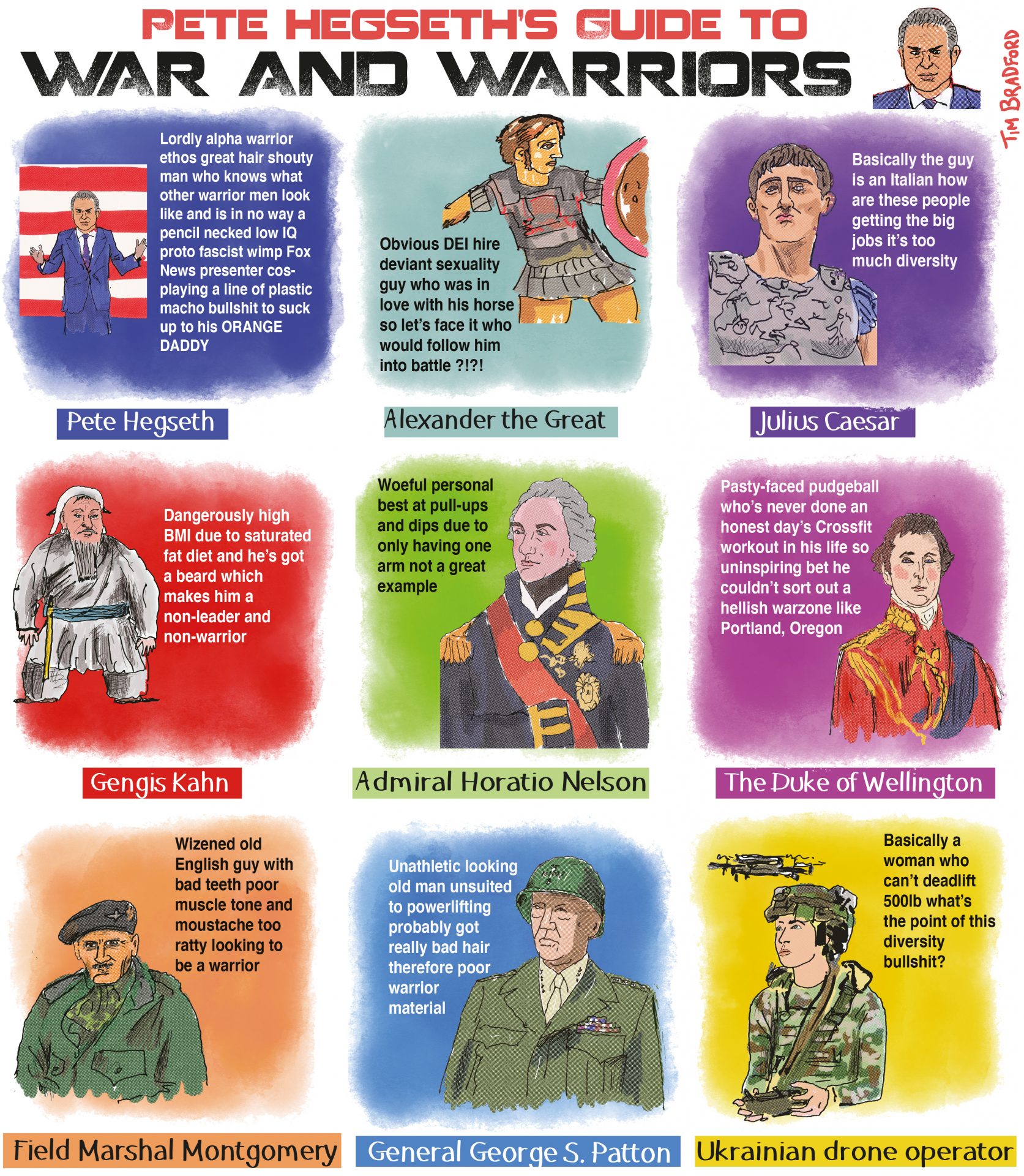 Tim Bradford's cartoon: Pete Hegseth's guide to war and warriors - The ...