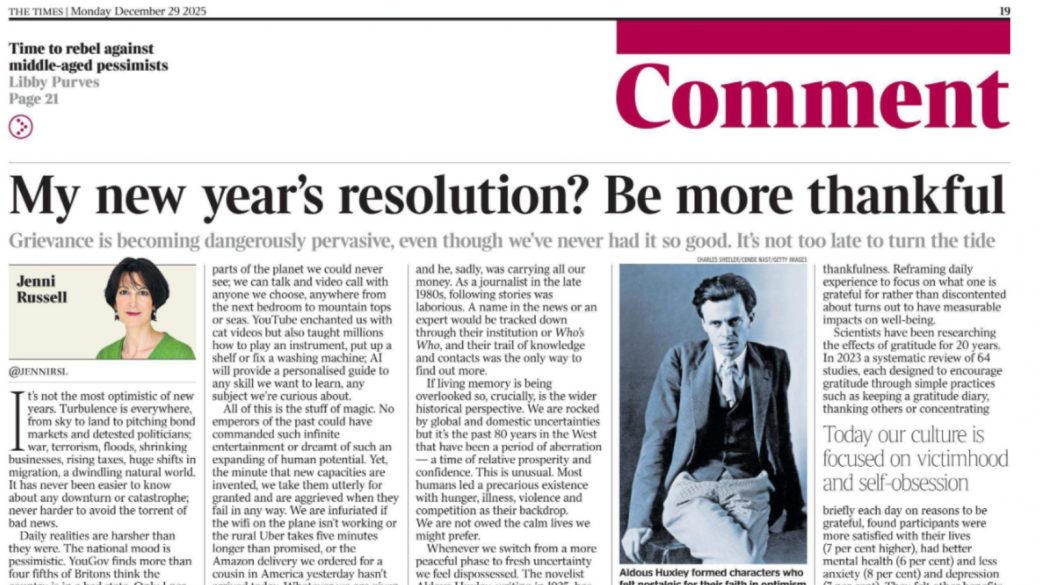 The Times's Jenni Russell breaks her new year's resolution - The New World