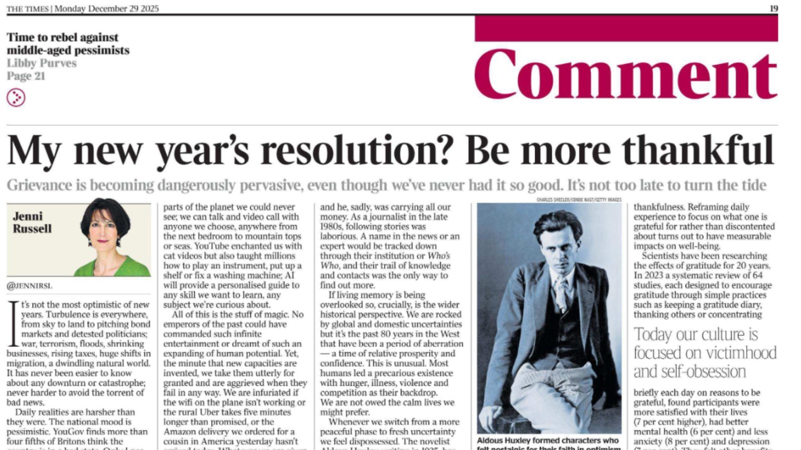The Times's Jenni Russell breaks her new year's resolution - The New World